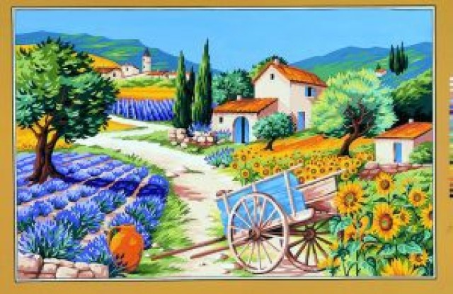 stramin + garnpaket, frans landschap - Sajet